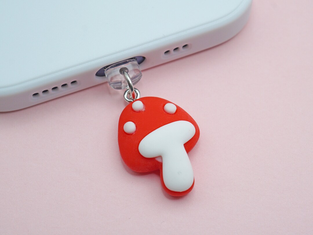 Red Mushroom Phone Charm, Cute Mushroom Dust Plug, Mobile Earphone ...