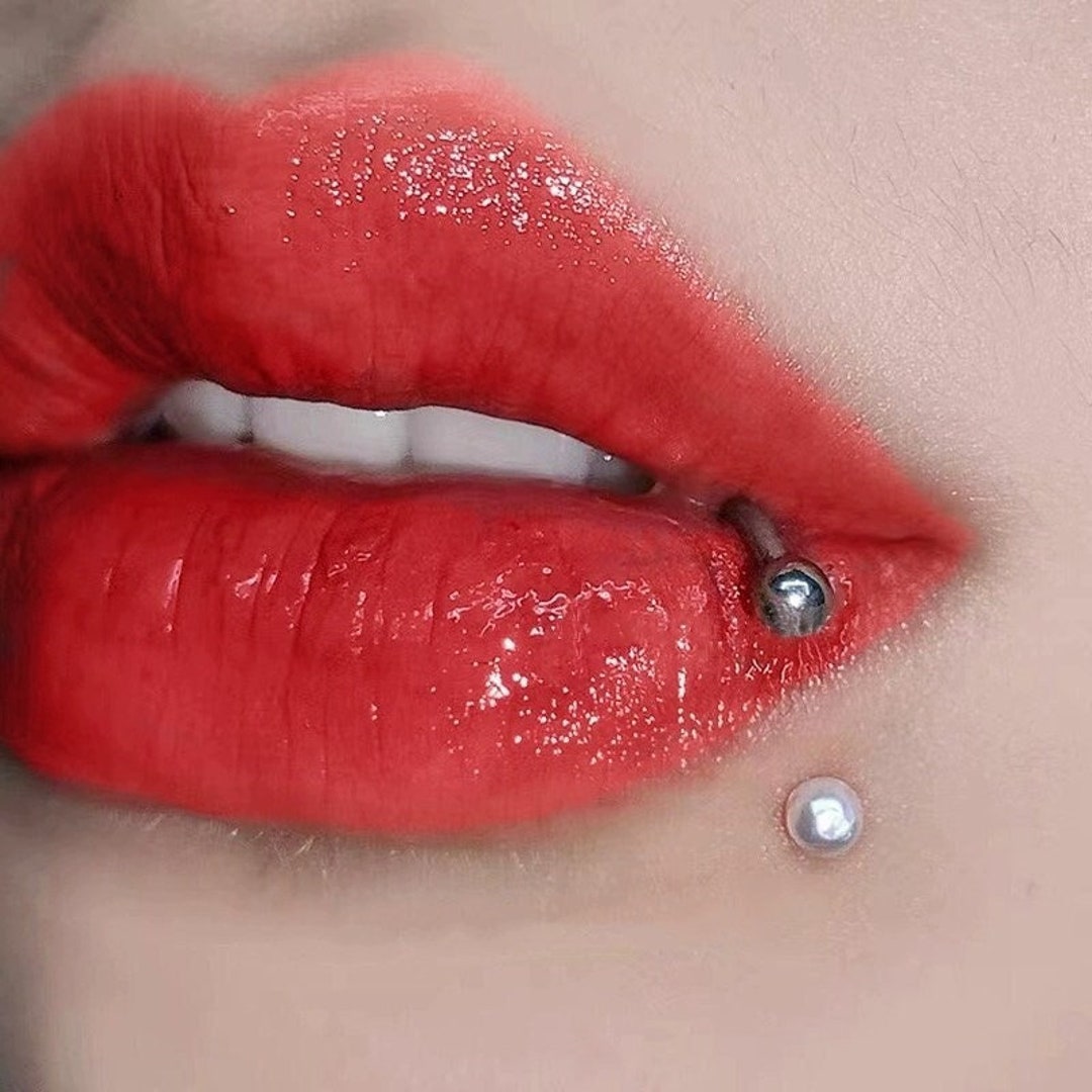 16G Pearl and Ball Horseshoe Lip Hoop, Silver Lip Ring for Lip Piercing ...