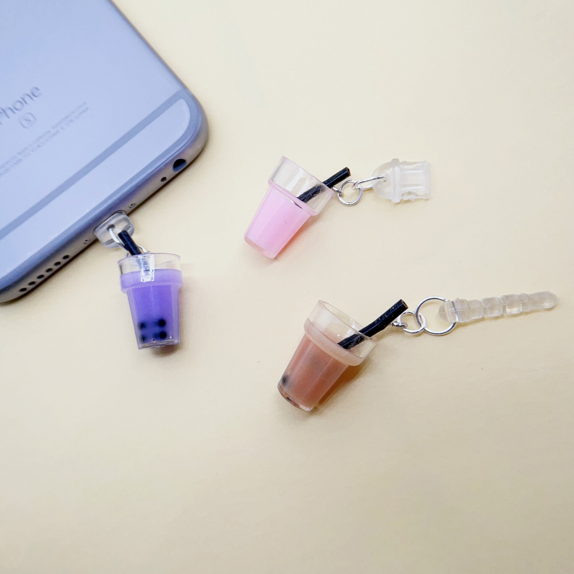 Cute Boba Phone Charm Kawaii Milk Tea Dust Plug Iced Coffee - Etsy