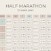 Half Marathon 10 Week Plan 12 Week Plan Full Marathon 20 Week Plan - Etsy