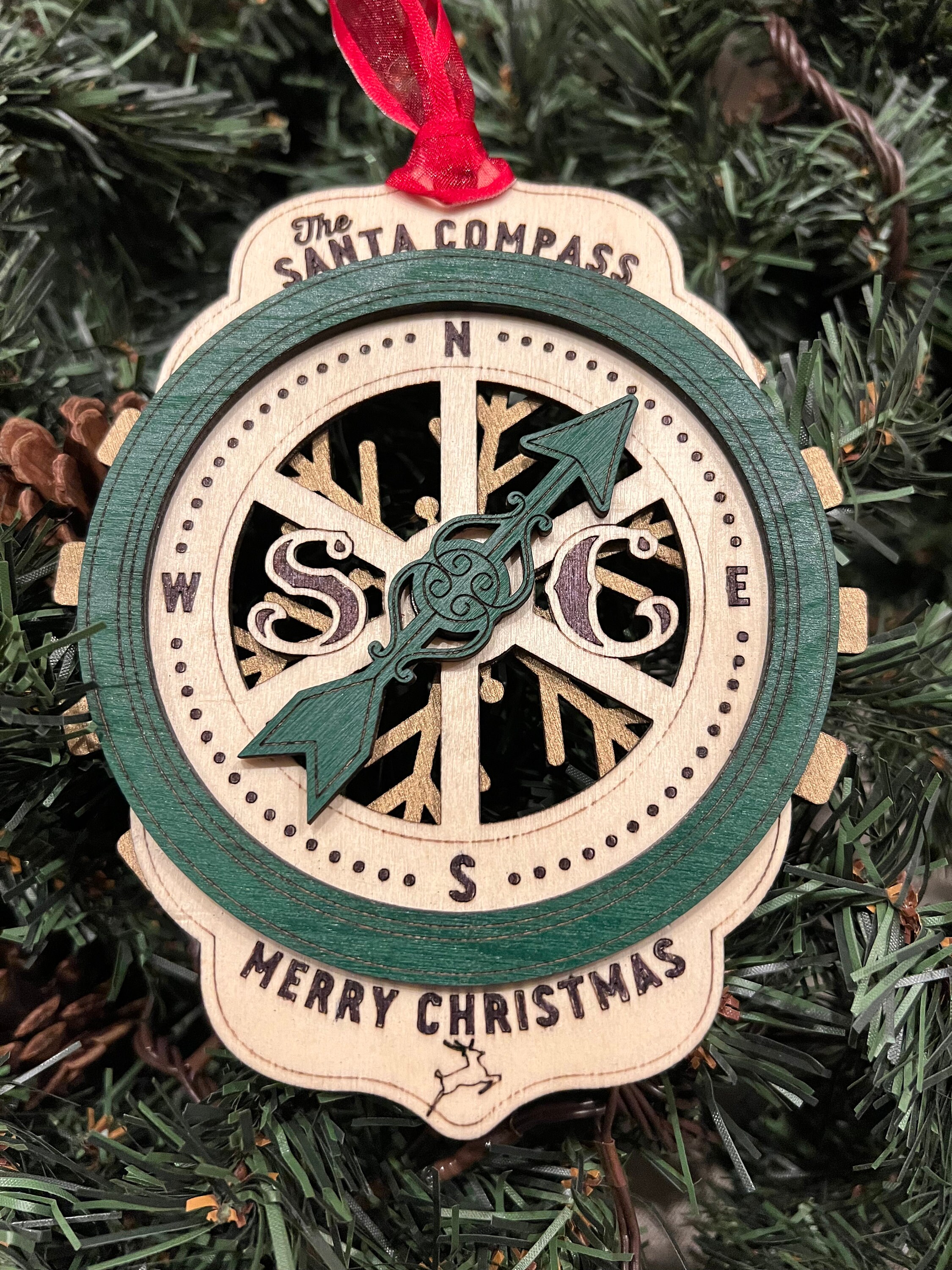Santa Compass Christmas Ornament L Laser Cut Christmas Ornament L ...
