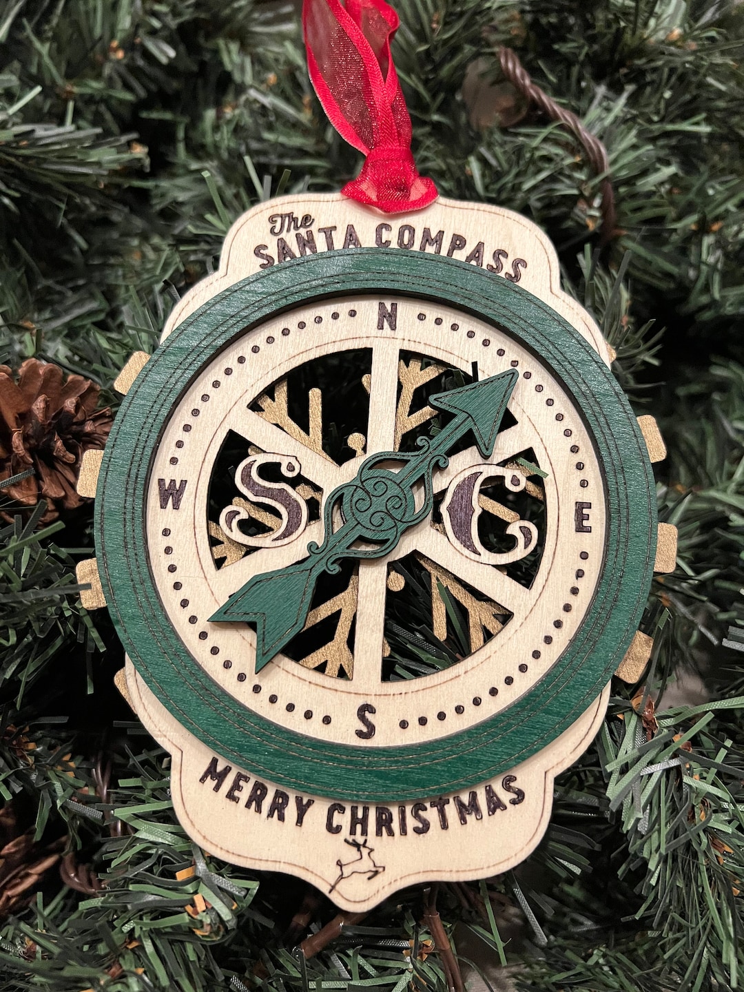 Santa Compass Christmas Ornament L Laser Cut Christmas Ornament L ...