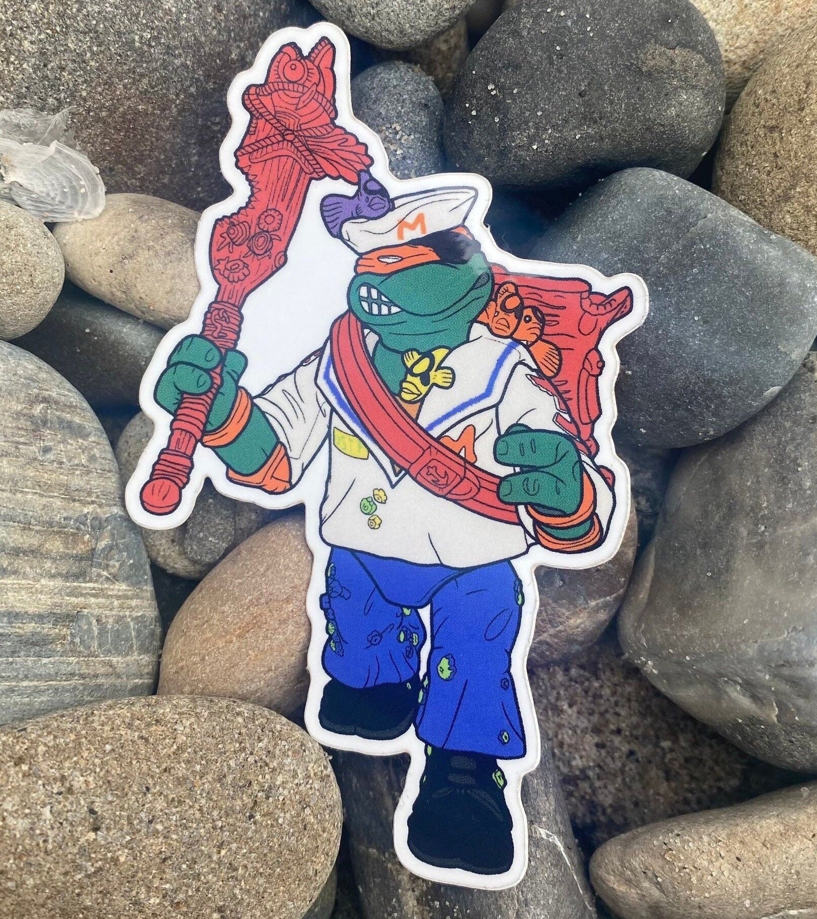 Orange Sailor Turtle Action Sticker - Etsy