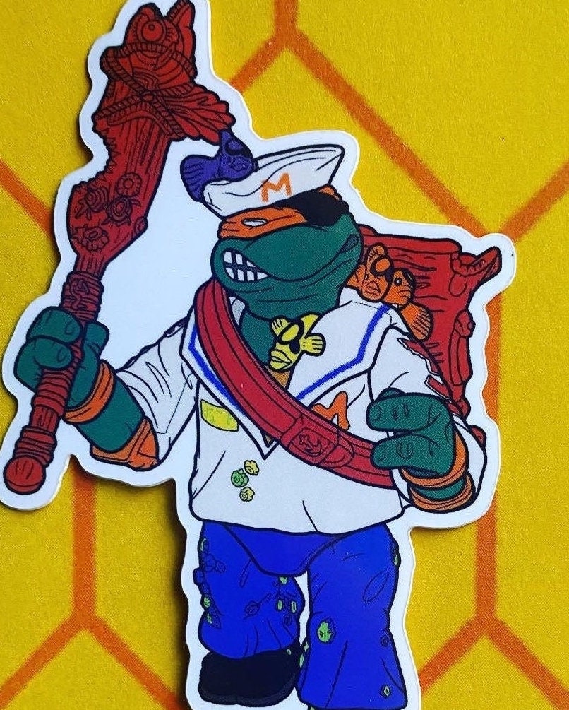 Orange Sailor Turtle Action Sticker - Etsy