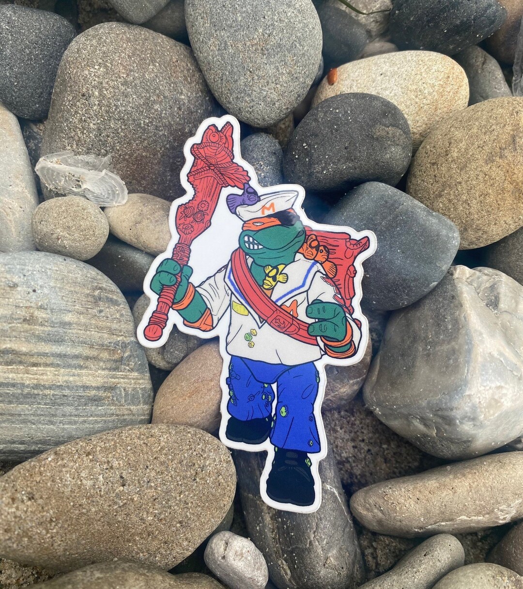 Orange Sailor Turtle Action Sticker - Etsy