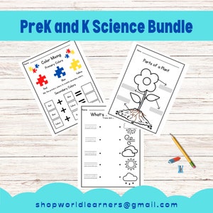 Downloadable Prek and K Science Worksheets - Etsy