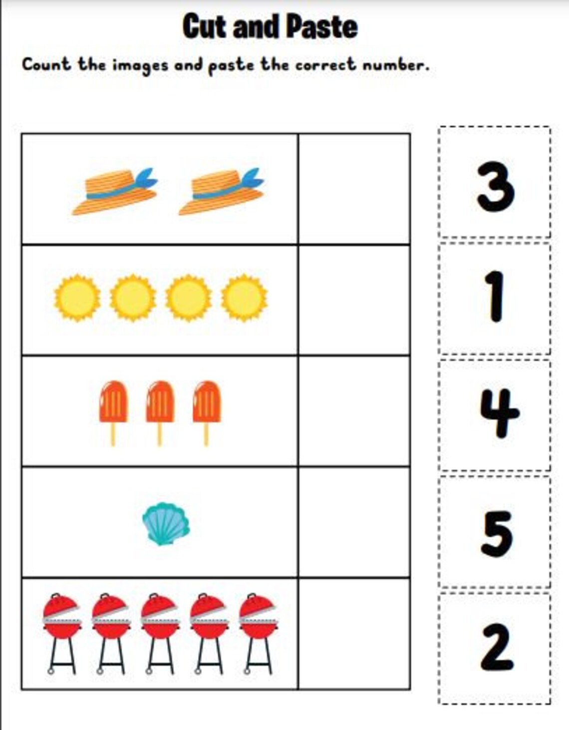 Learn Numbers Preschool Worksheet, Kindergarten Math, Homeschool ...