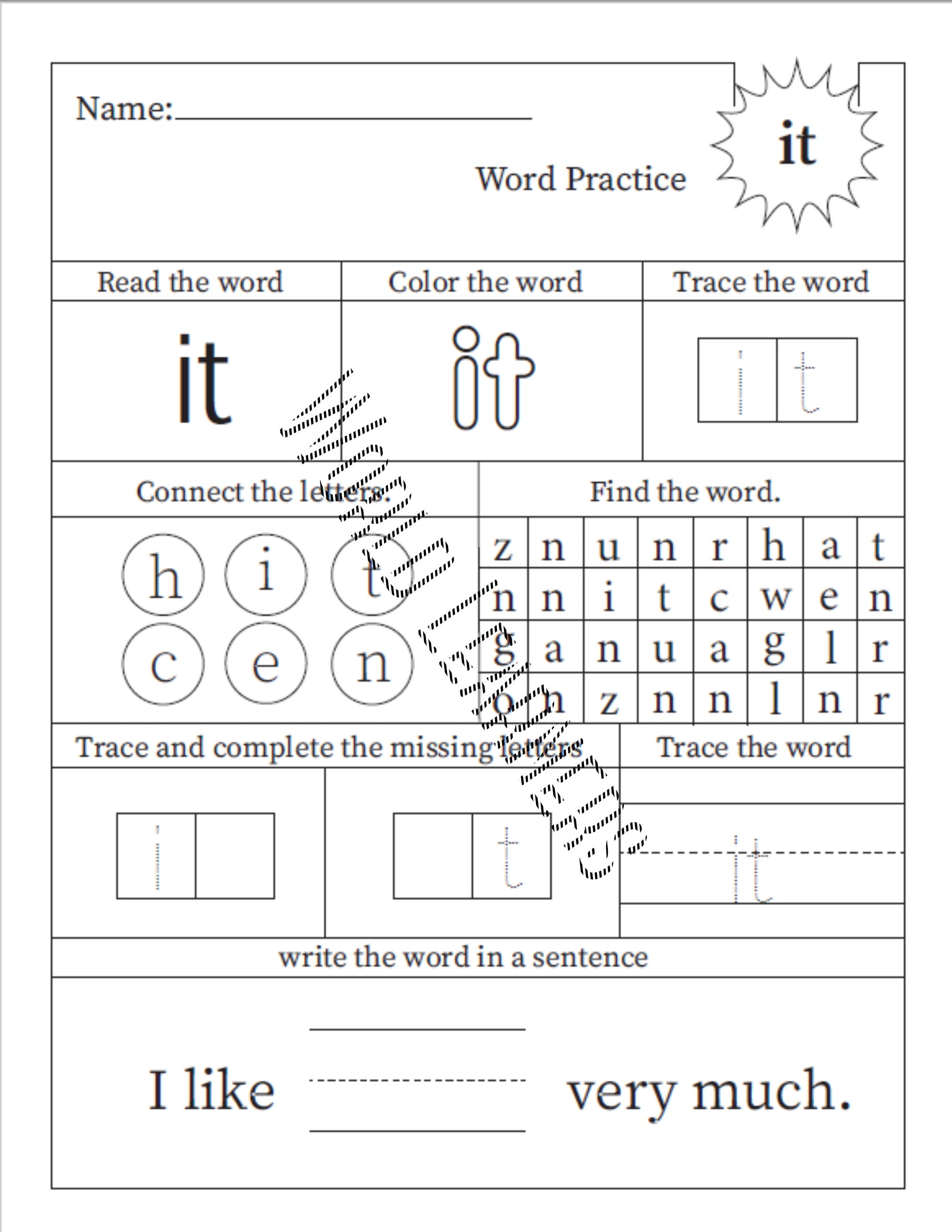 50 Printable Fry Sight Words Worksheets. Kindergarten-1st - Etsy