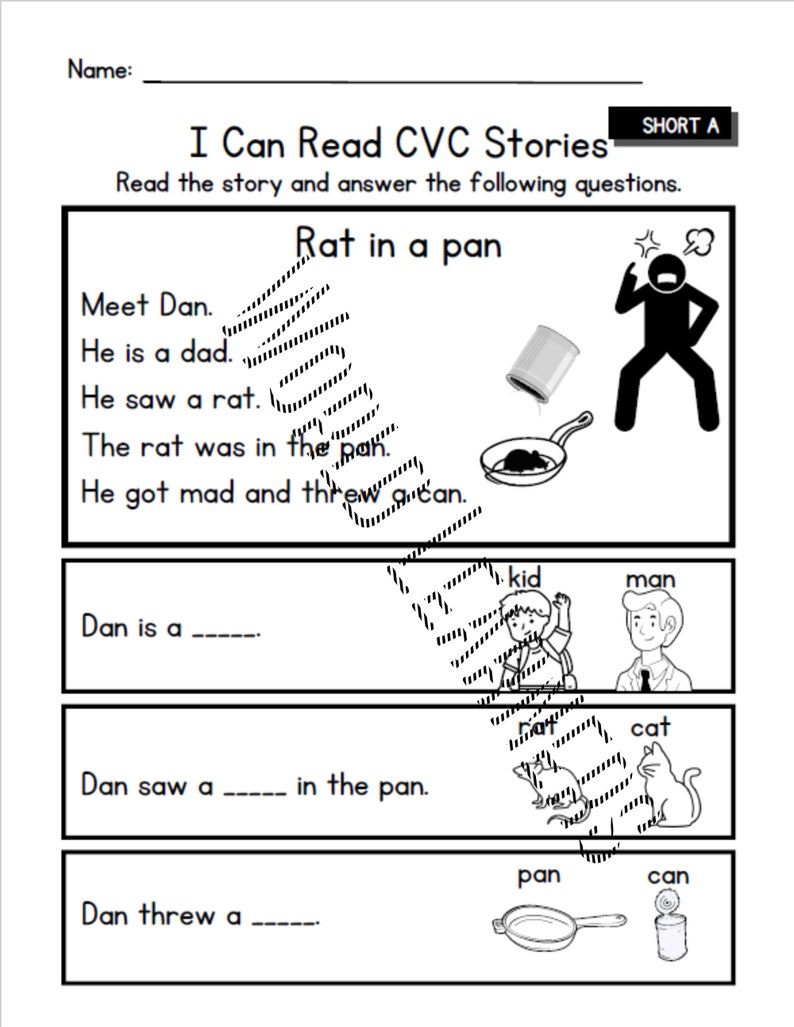 21 Printable CVC Worksheets. Prek and Kindergarten- Reading and Writing ...