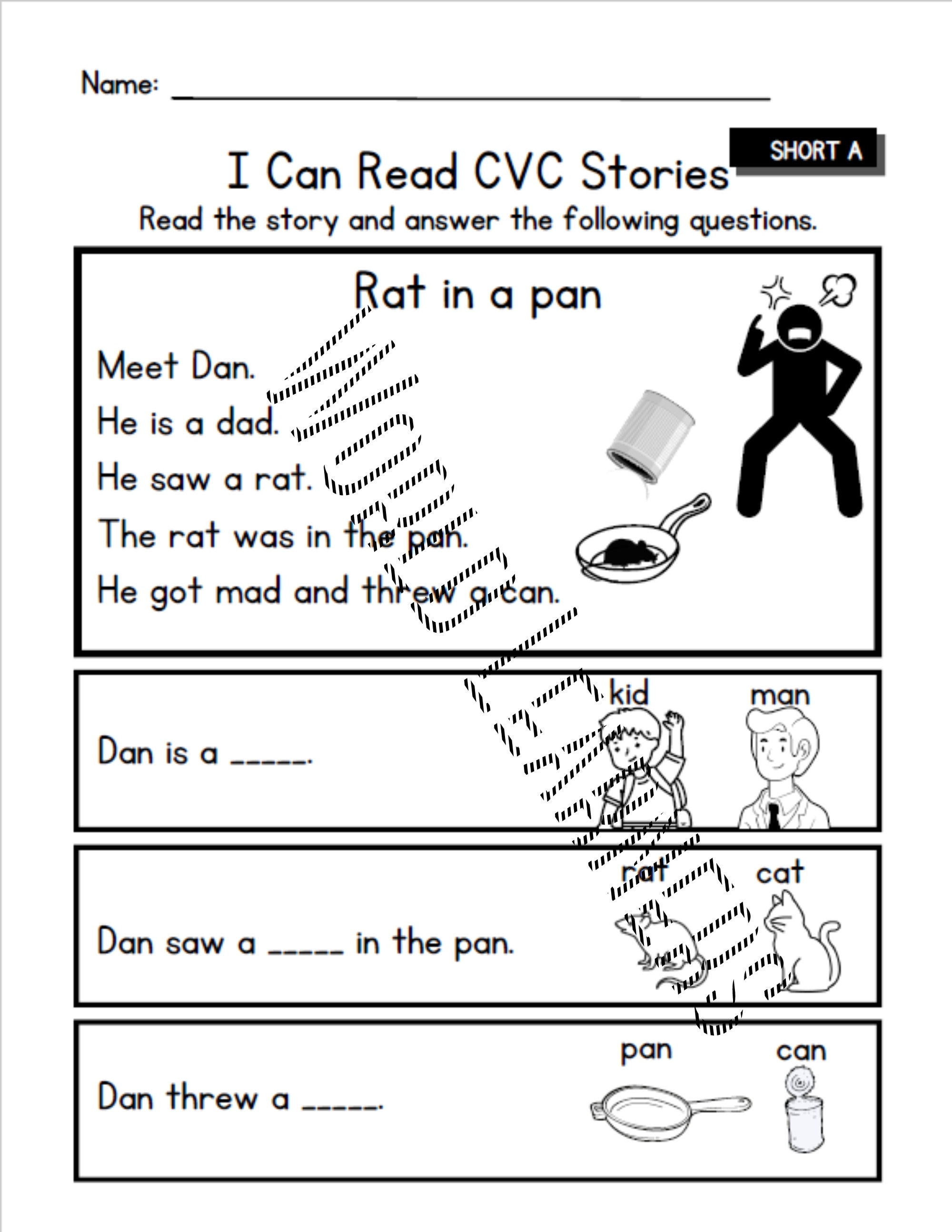 21 Printable CVC Worksheets. Prek and Kindergarten Reading and Writing ...