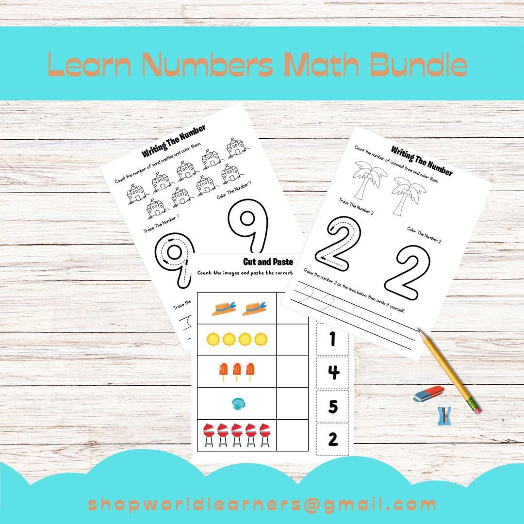 Learn Numbers Preschool Worksheet, Kindergarten Math, Homeschool ...