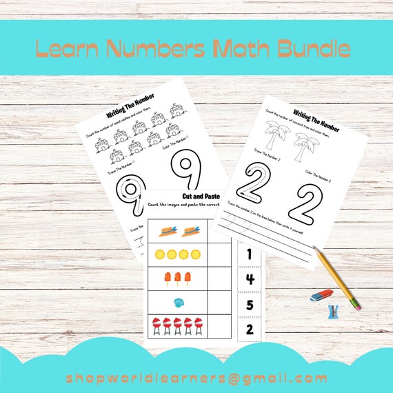 Learn Numbers Preschool Worksheet Kindergarten Math - Etsy