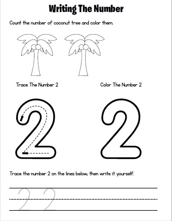 Learn Numbers Preschool Worksheet, Kindergarten Math, Homeschool ...