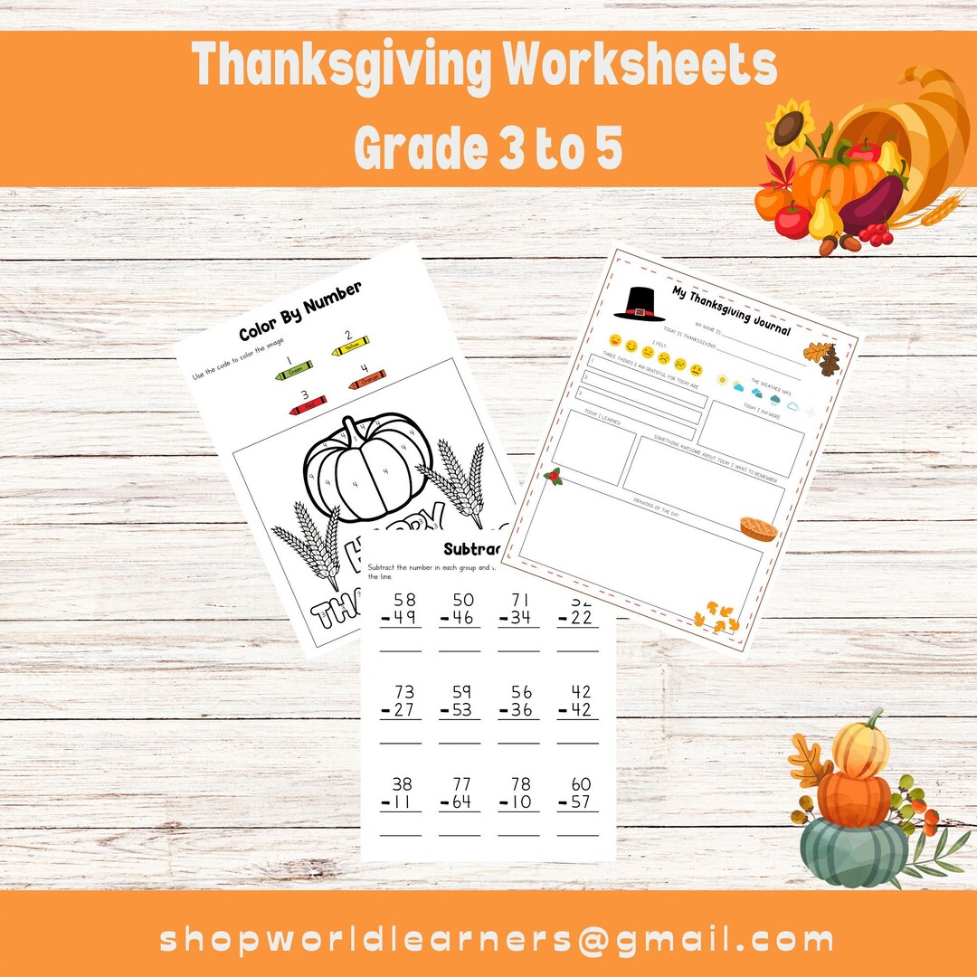 Thanksgiving Grade 3 to Grade 5 ELA and Math Bundle - Etsy