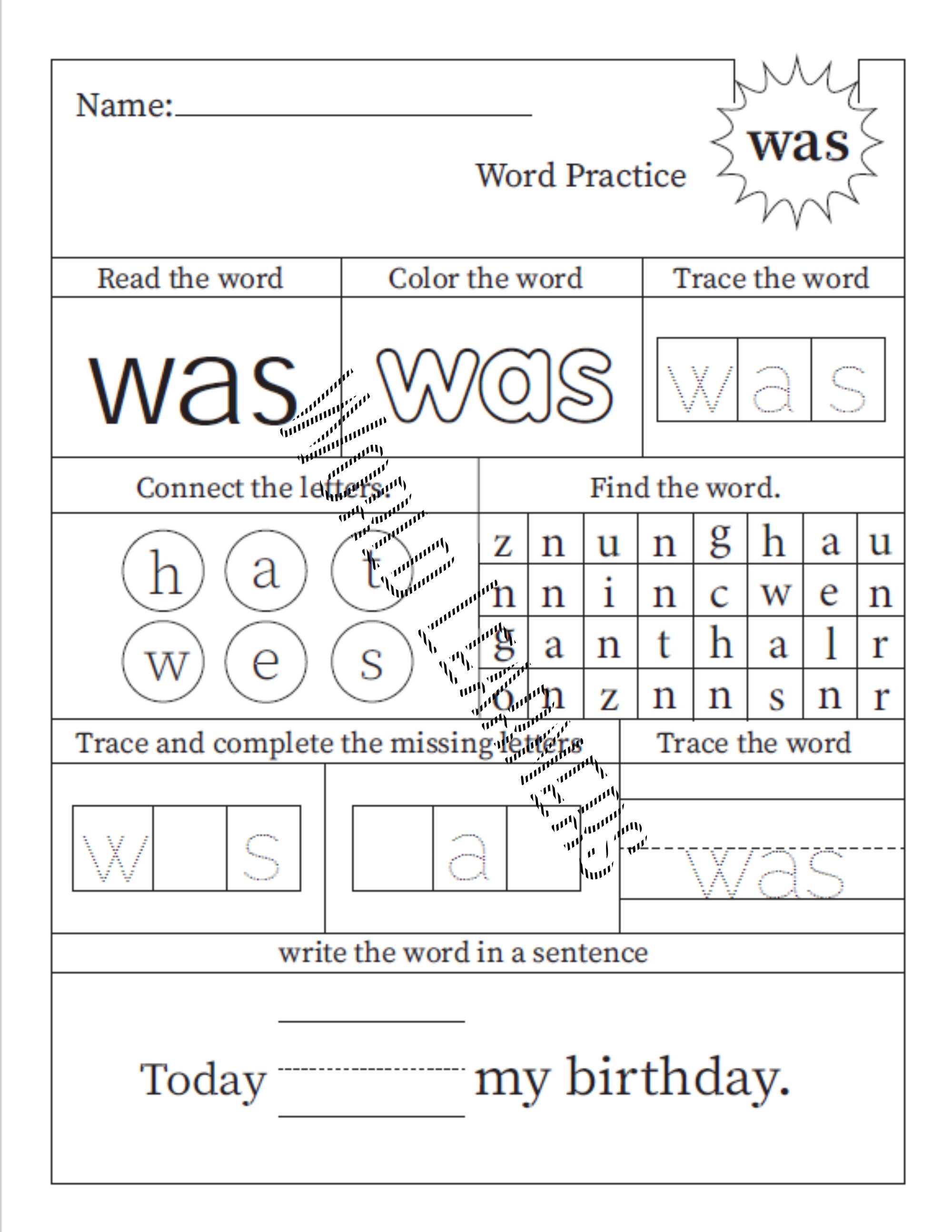 50 Printable Fry Sight Words Worksheets. Kindergarten-1st - Etsy Canada