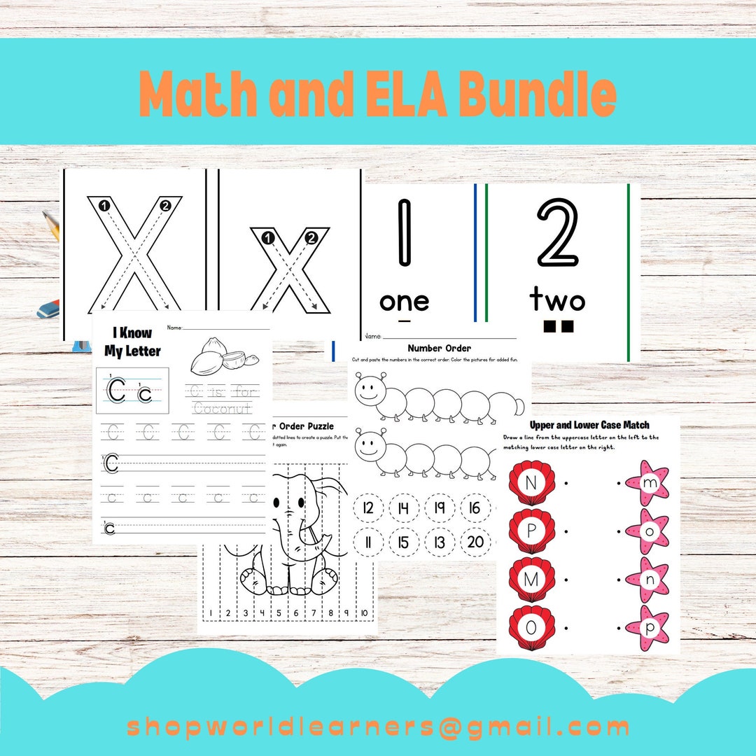 Math and ELA Bundle - Prek and Kindergarten Worksheets - Etsy