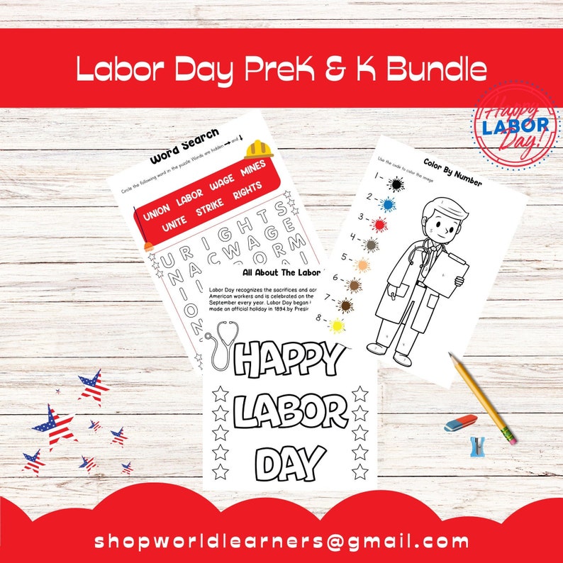 Labor Day Pre-k & Kindergarten ELA and Math Bundle - Etsy