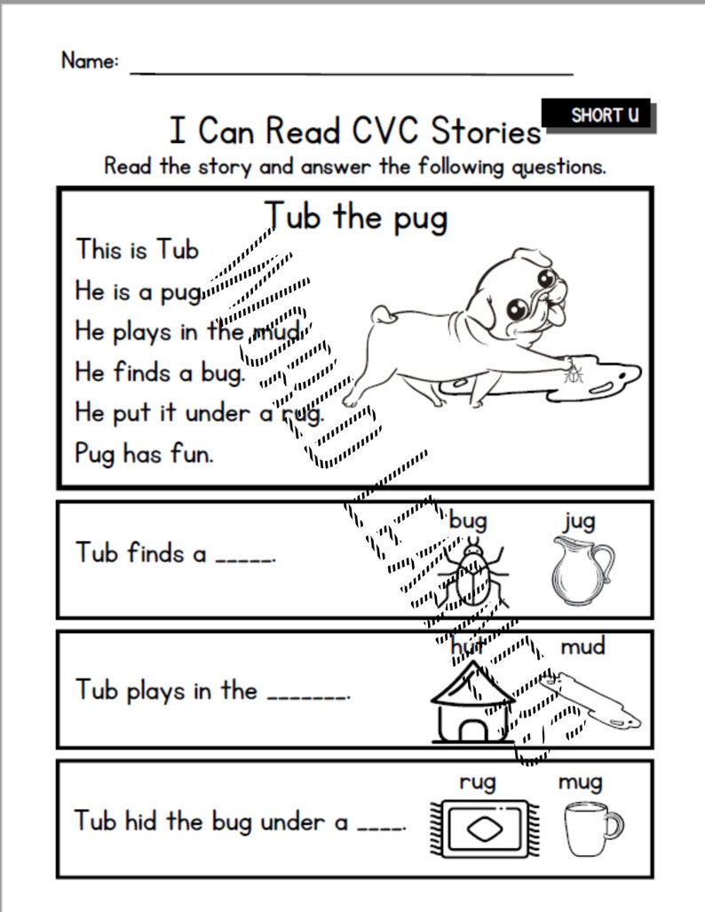 21 Printable CVC Worksheets. Prek and Kindergarten- Reading and Writing ...