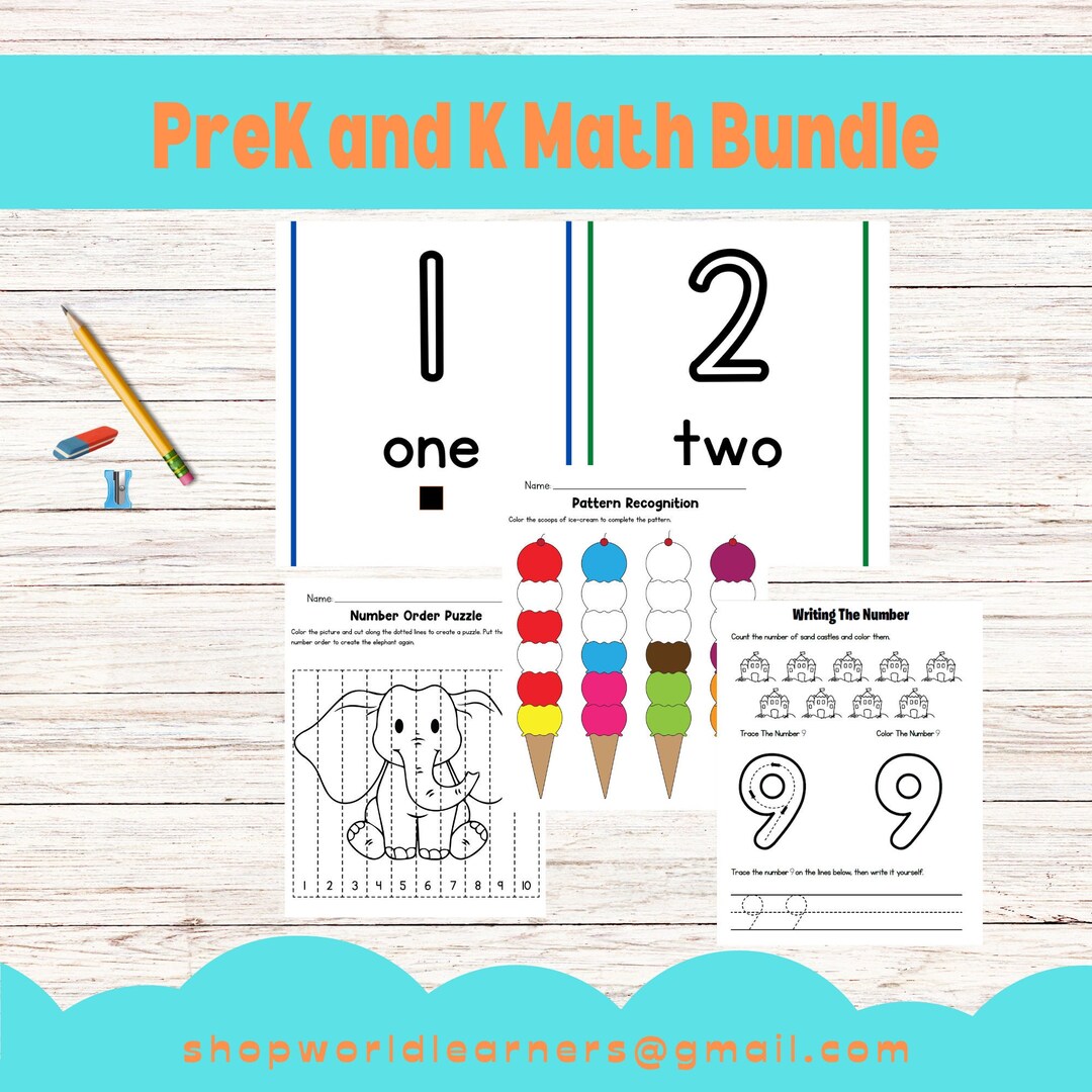 Math Bundle - Prek and Kindergarten Worksheets - Etsy