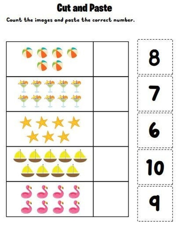 Counting Cut And Paste Worksheets