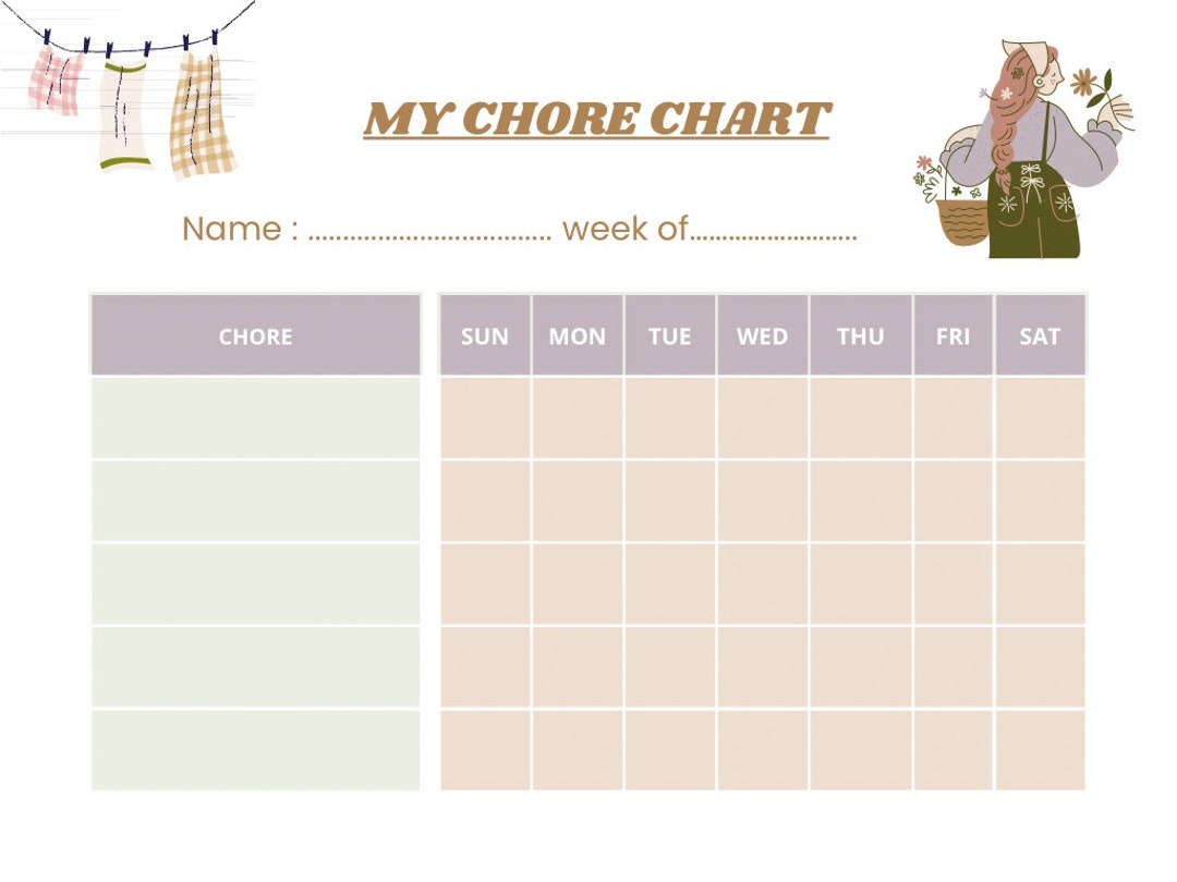 Aesthetic Chore Chart - Etsy