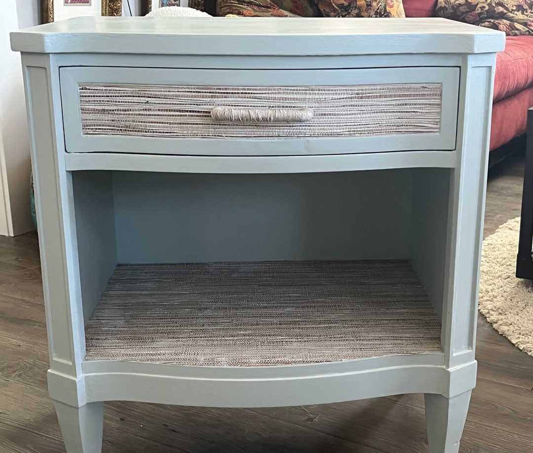 Pair of Coastal//beachy Nightstands//bedside Tables With Grass Cloth ...