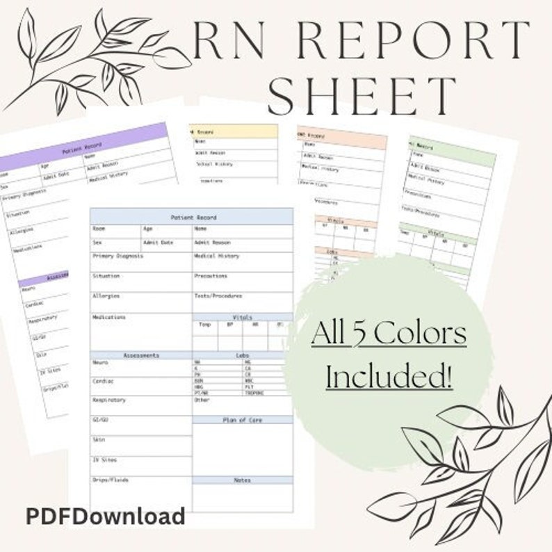 RN PCU Report Sheet | Nurse Report Sheet | Progressive Care Unit Nurse ...