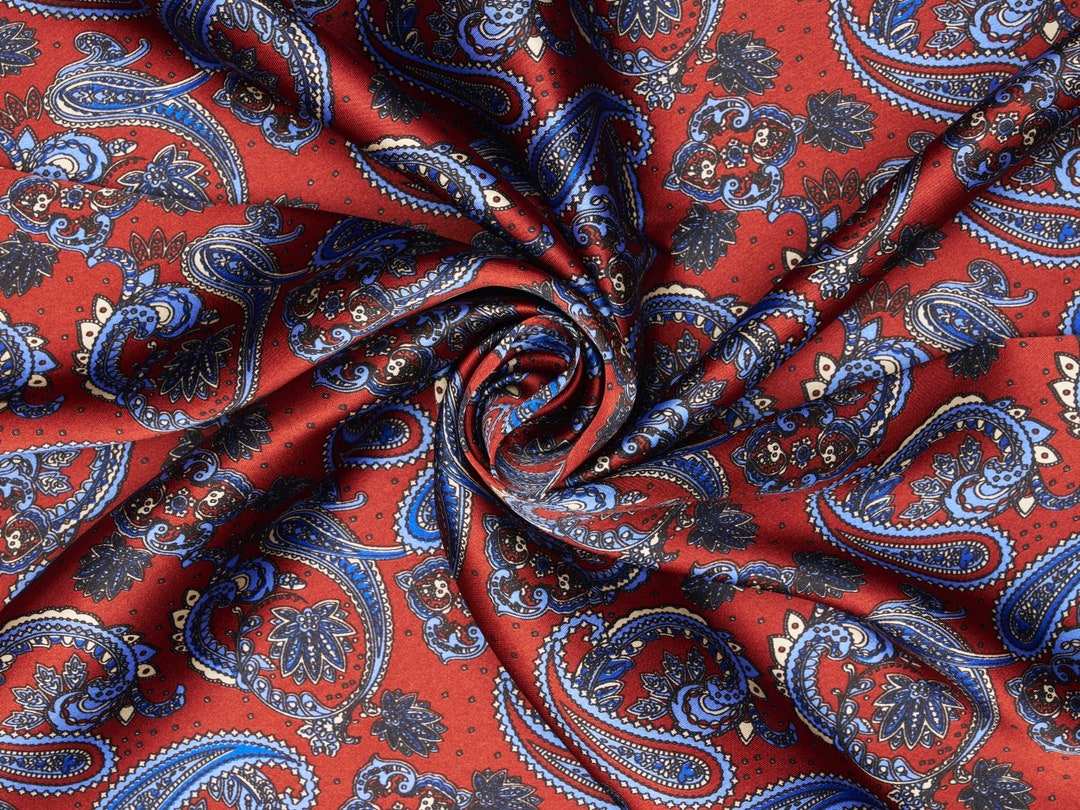 Indian Paisley Print Silky Charmeuse Satin Fabric Sold by the Yard U S ...