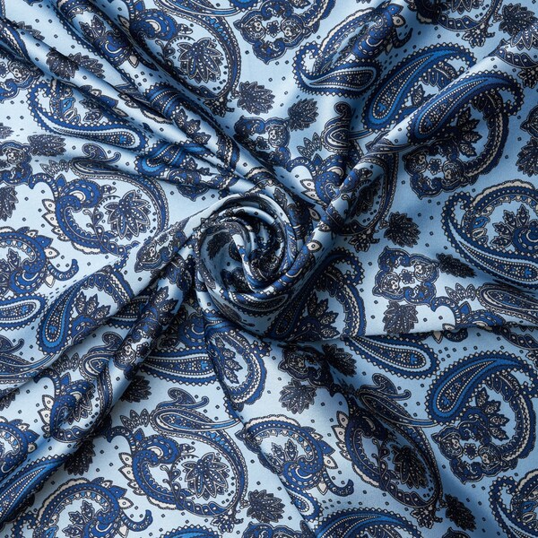 Navy Blue Paisley Fabric - Etsy