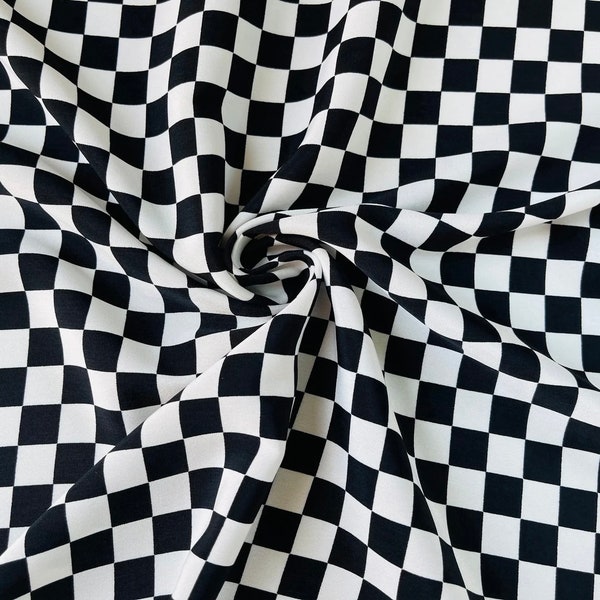 Black and White Checkered Fabric - Etsy