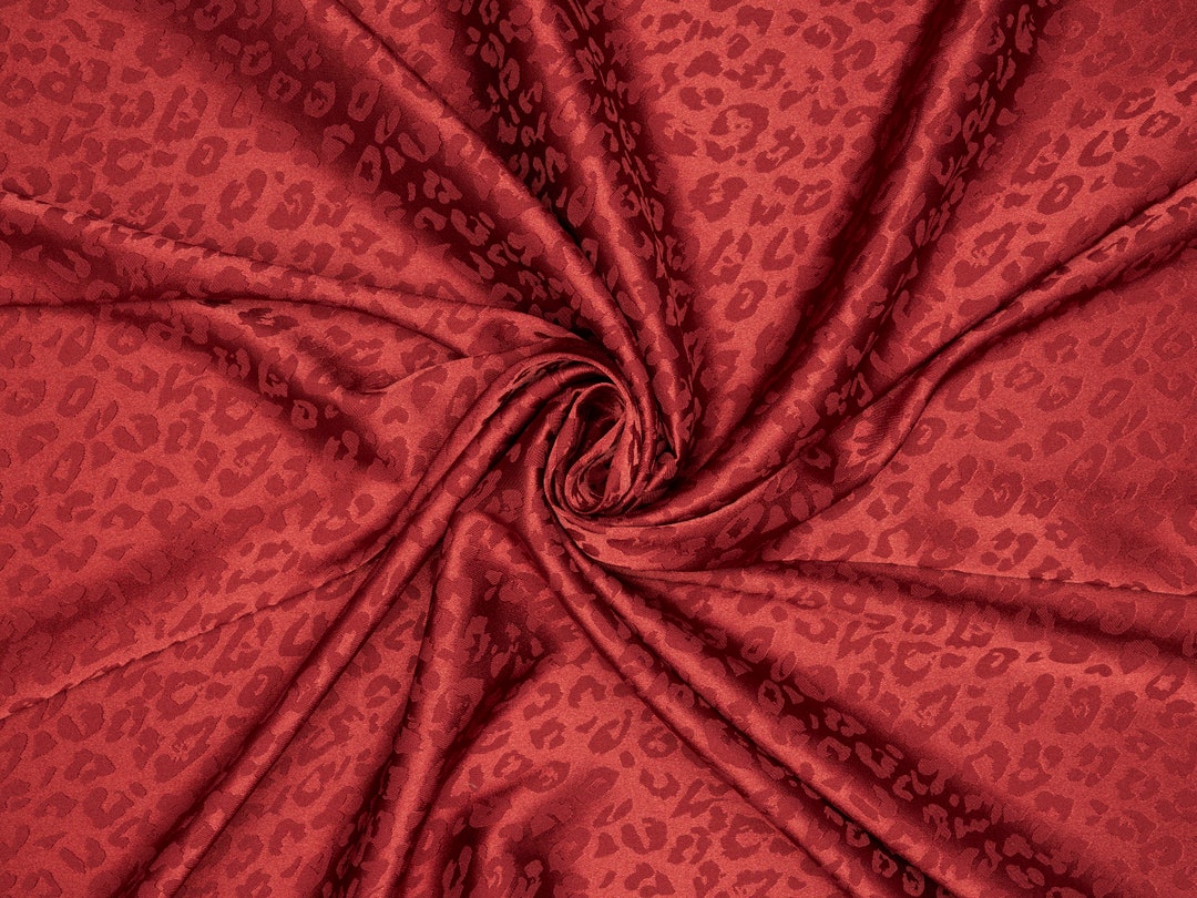 Cheetah Jacquard Silky Jacquard Satin With Stretch Fabric Sold by the ...
