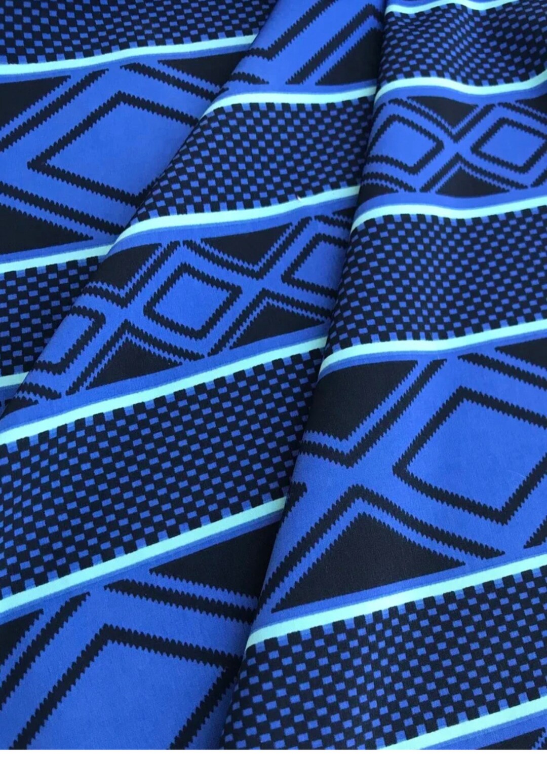 Blue and Green Tribal Print Silky Peachskin Fabric Sold by the Yard U S ...