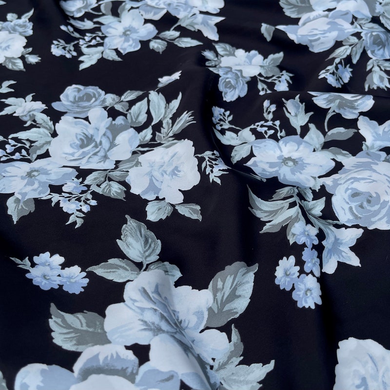 Gray Floral Fabric - Etsy