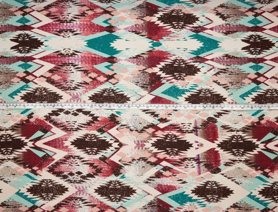 Teal Burgundy Turquoise Aztec Boho Tribal Western Print - Etsy