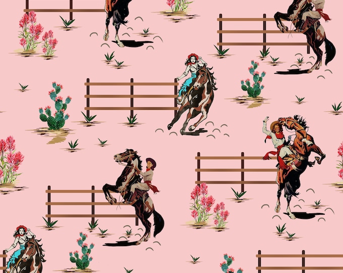 Cowgirl Spirit Fabric, Cowgirls Fabric by Oasis, Western Fabric, Horses ...