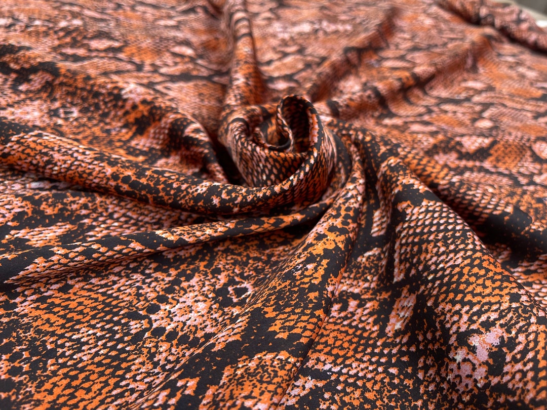 Snake Satin Animal Print Silky Lightweight Satin Fabric Sold by the ...