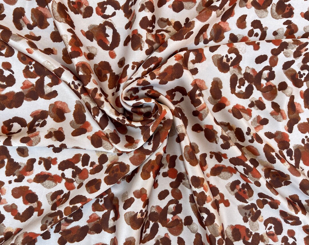 Black Brown Rust Animal Nature Print Silky Lightweight Satin Fabric ...