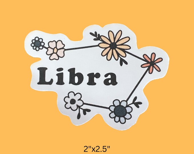 Libra Zodiac Sign Sticker | Vinyl Sticker | Floral Zodiac Sticker - Etsy