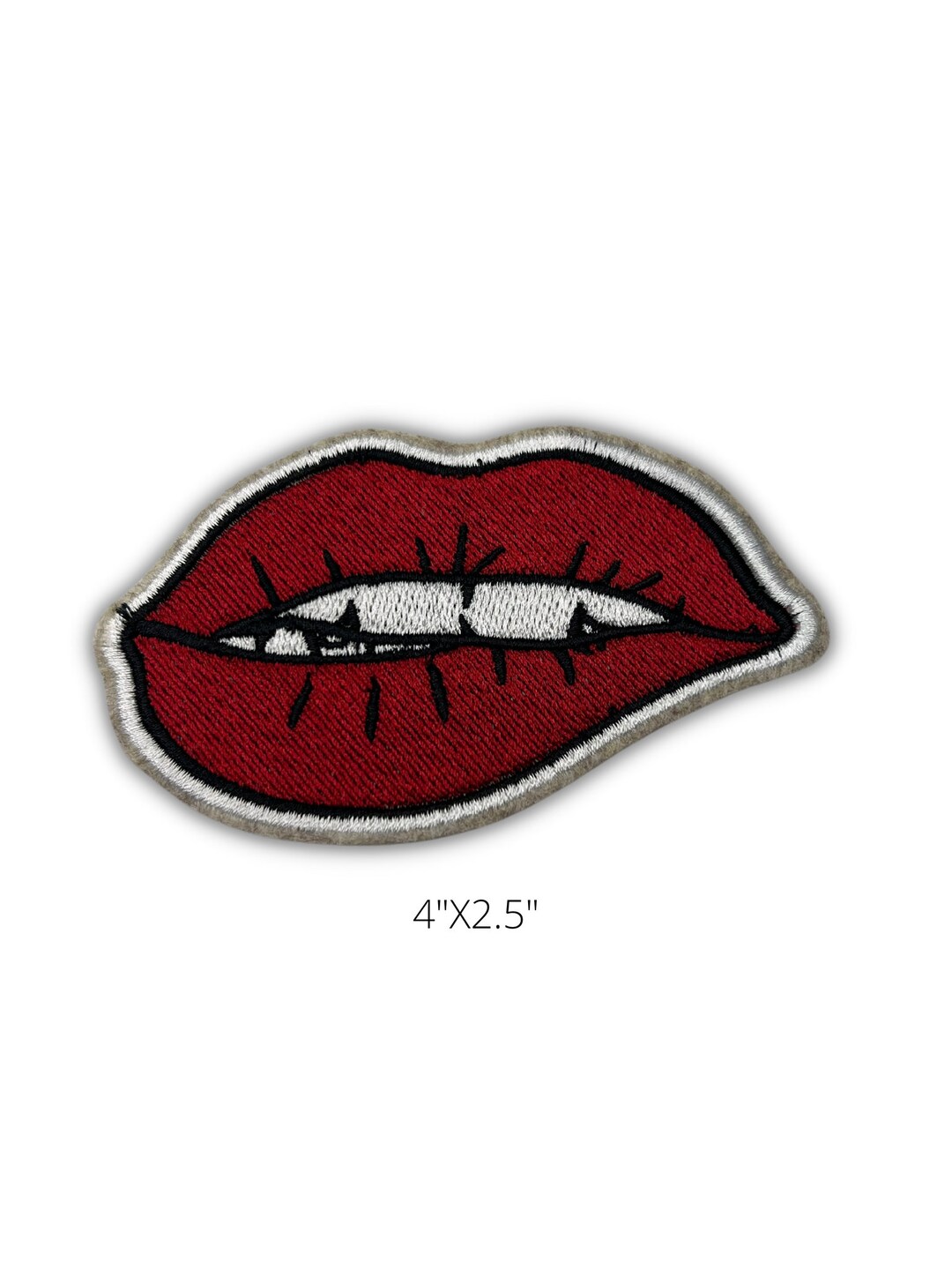 Red Lips Iron on Patch Biting Lips Patch Iron on Patch - Etsy