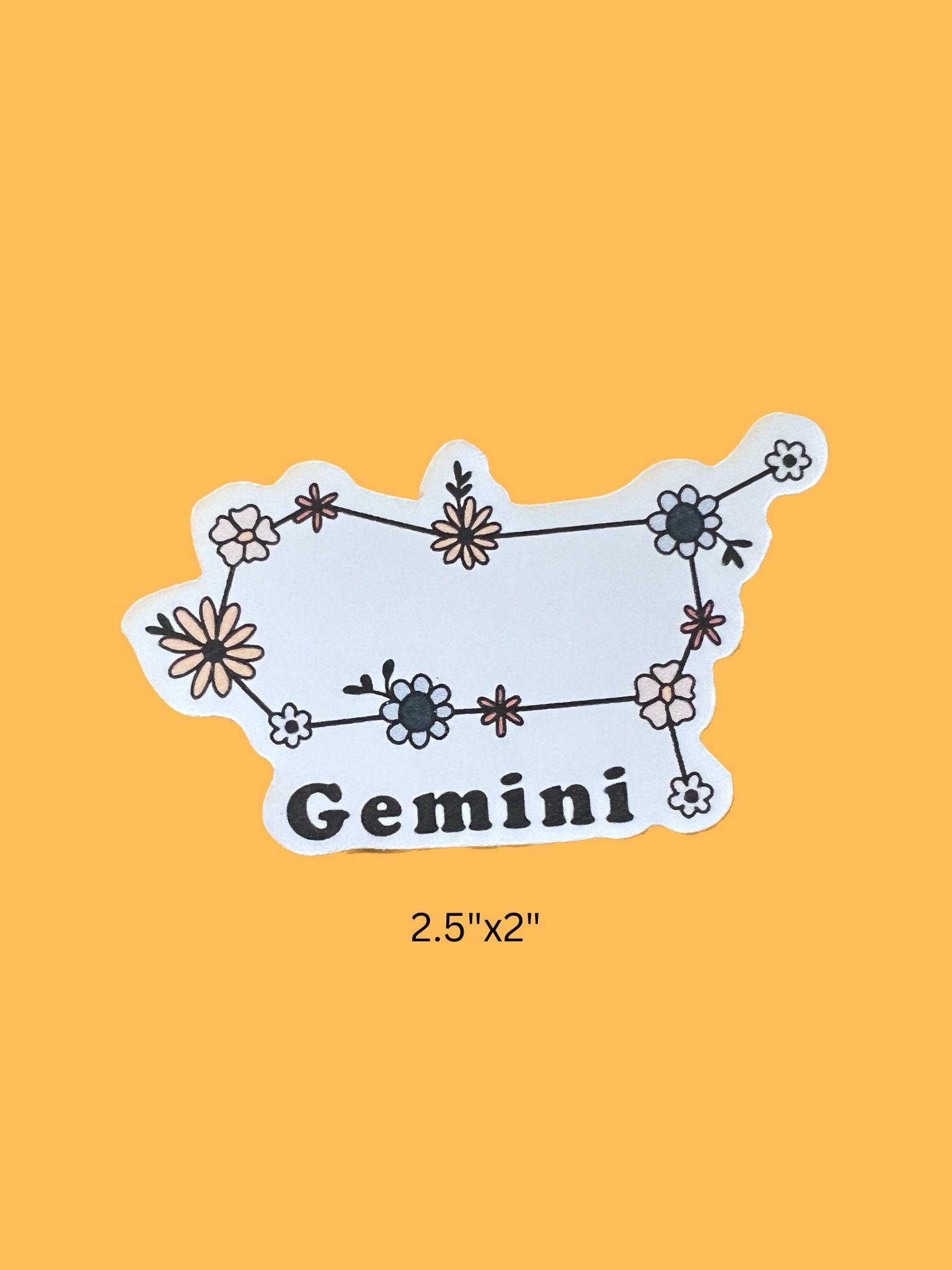 Gemini Zodiac Sign Sticker Vinyl Sticker Floral Zodiac - Etsy