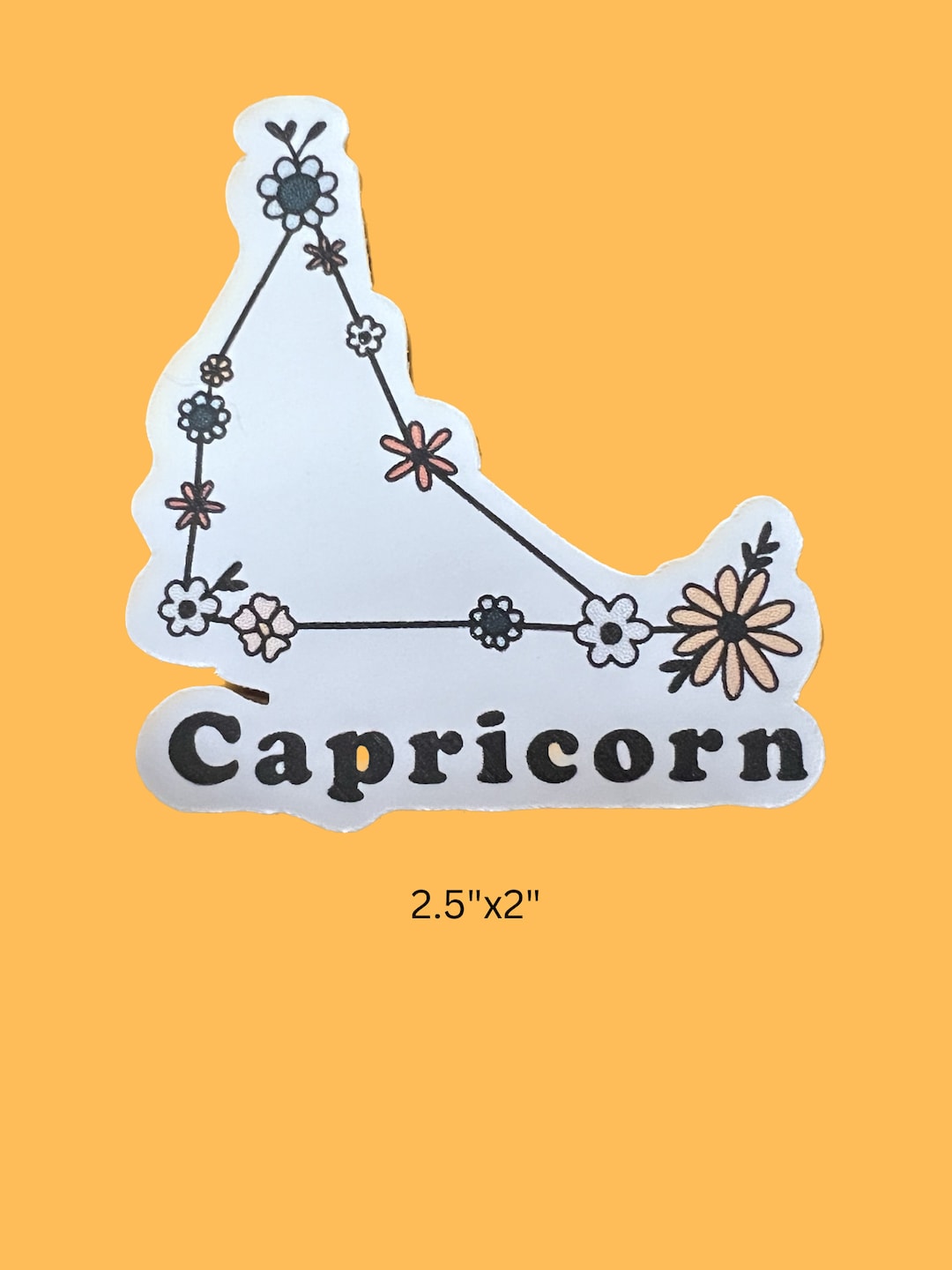 Capricorn Zodiac Sign Sticker Vinyl Sticker Floral Zodiac Sticker - Etsy