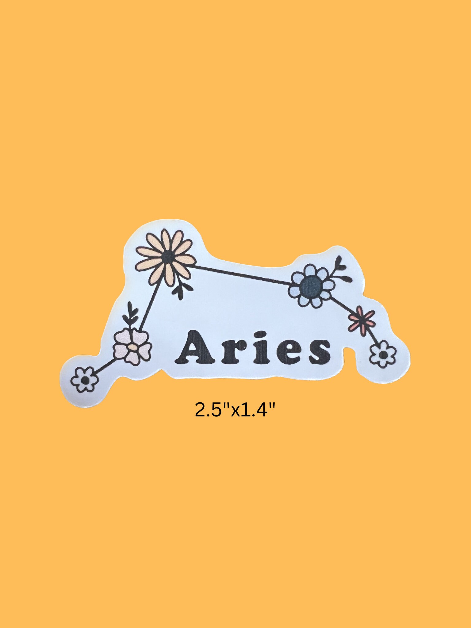 Aries Zodiac Sign Sticker Vinyl Sticker Floral Zodiac - Etsy