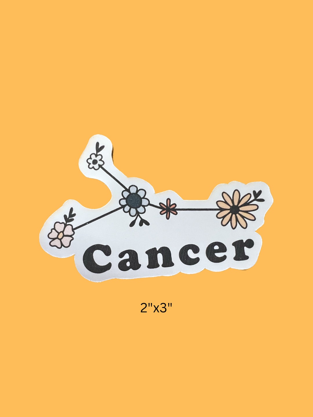 Cancer Zodiac Sign Sticker Vinyl Sticker Floral Zodiac - Etsy