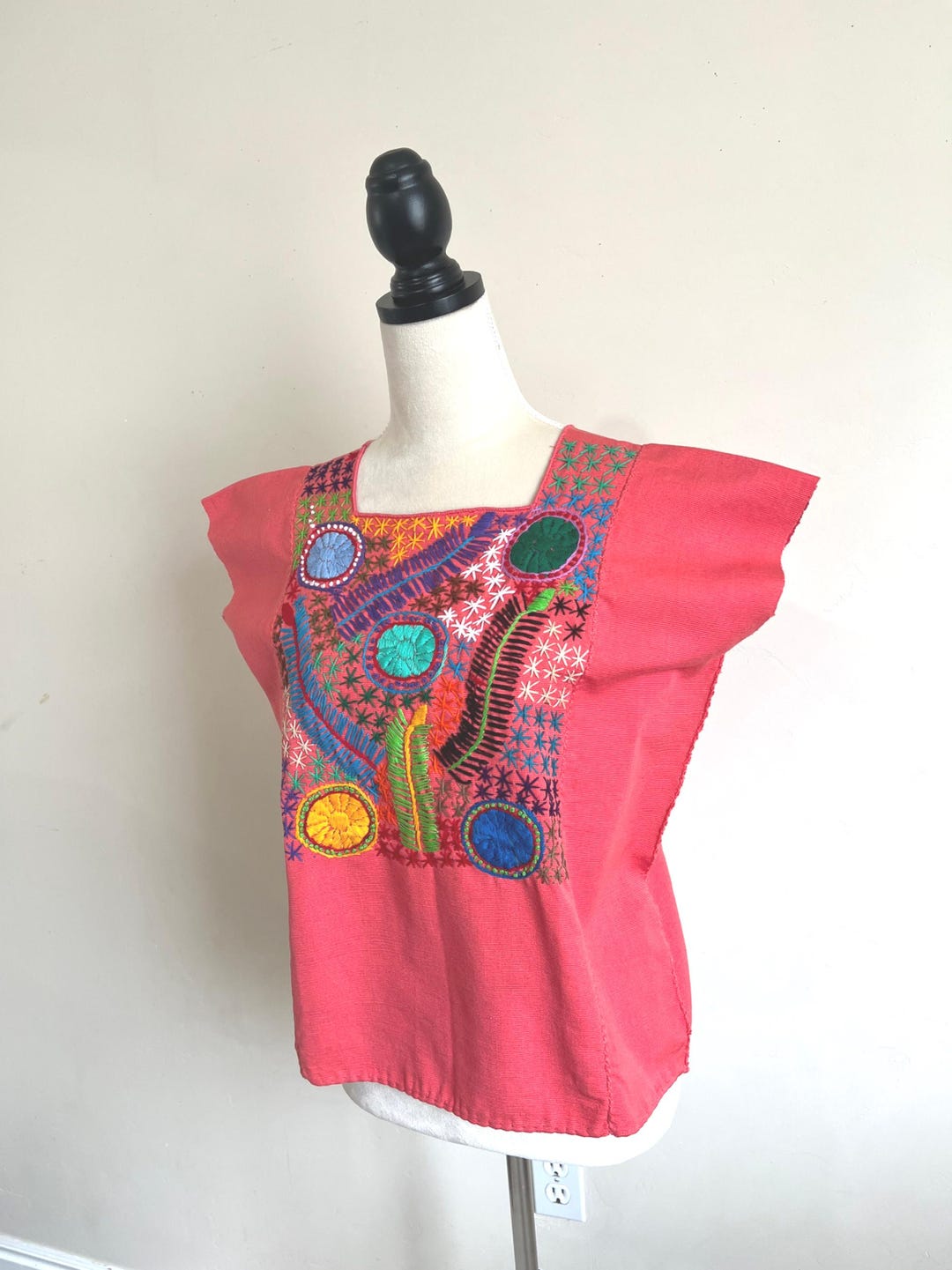Woven Mexican Blouse, Hand Embroidered, Beautiful Unique Garment, Hand ...