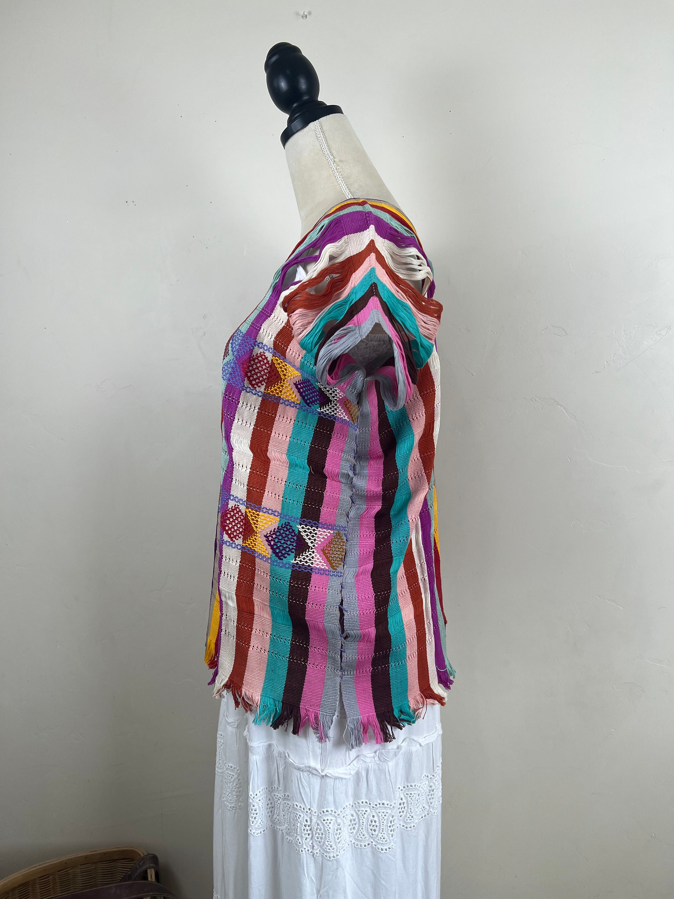 Woven Mexican Blouse, Mexican Huipil, Hand Woven Top, Artisanal ...