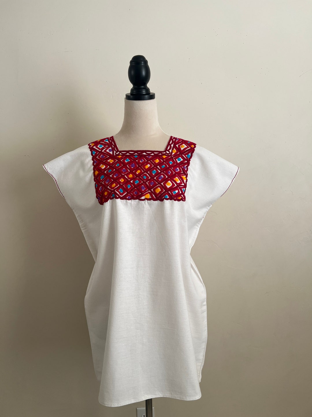 Hand Made Mexican Long Blouse or Mini Dress,embroidered Top, Manta ...