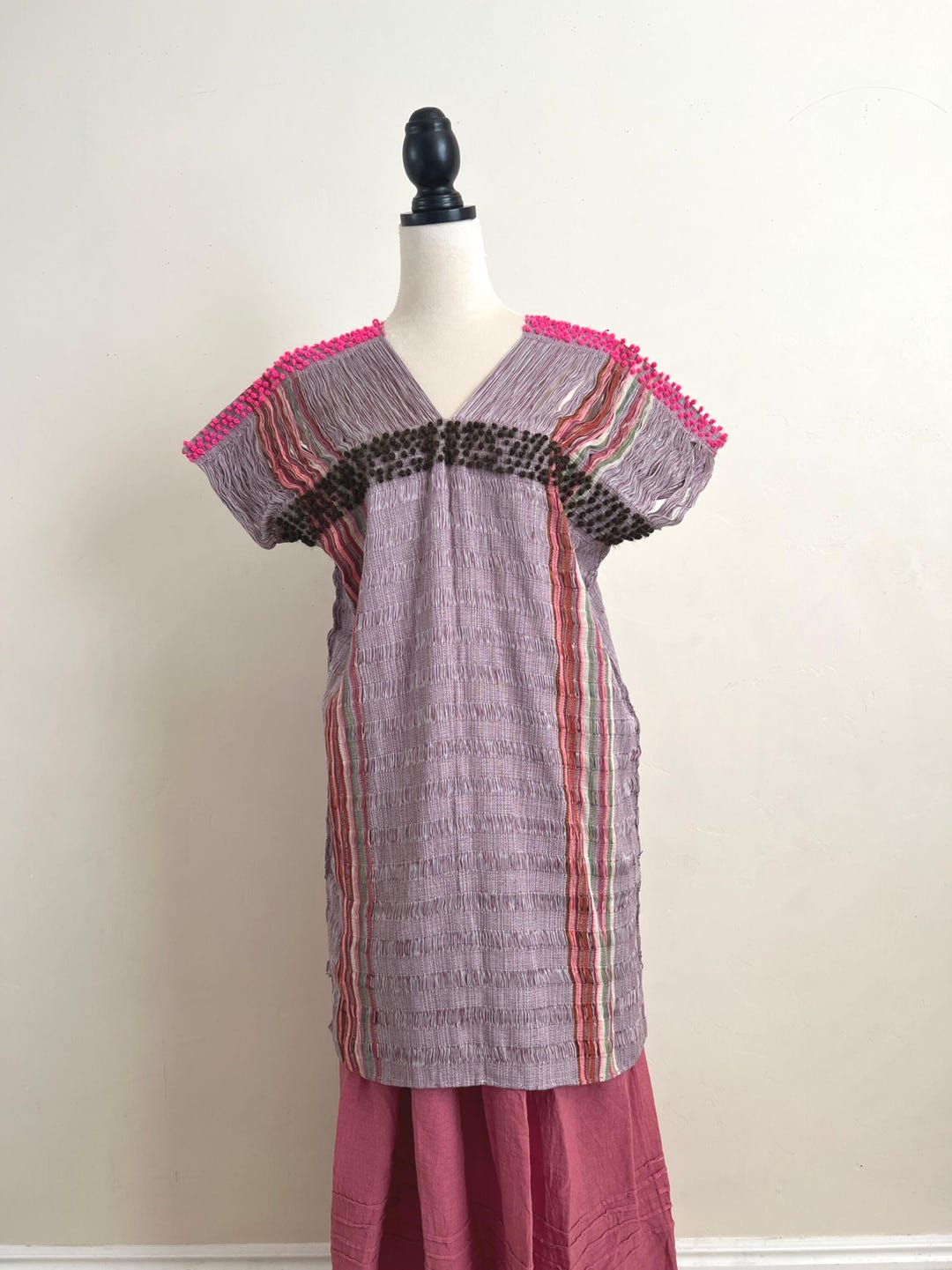 Artisanal Zinacantan Dress Handmade on A Backstrap Loom, Mexican Woven ...