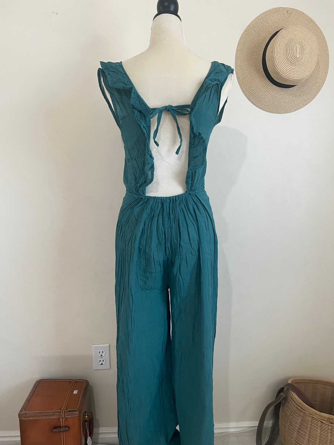 Beautiful Artisanal Mexican Jumpsuit, 100% Mexican Cotton ( Manta ...