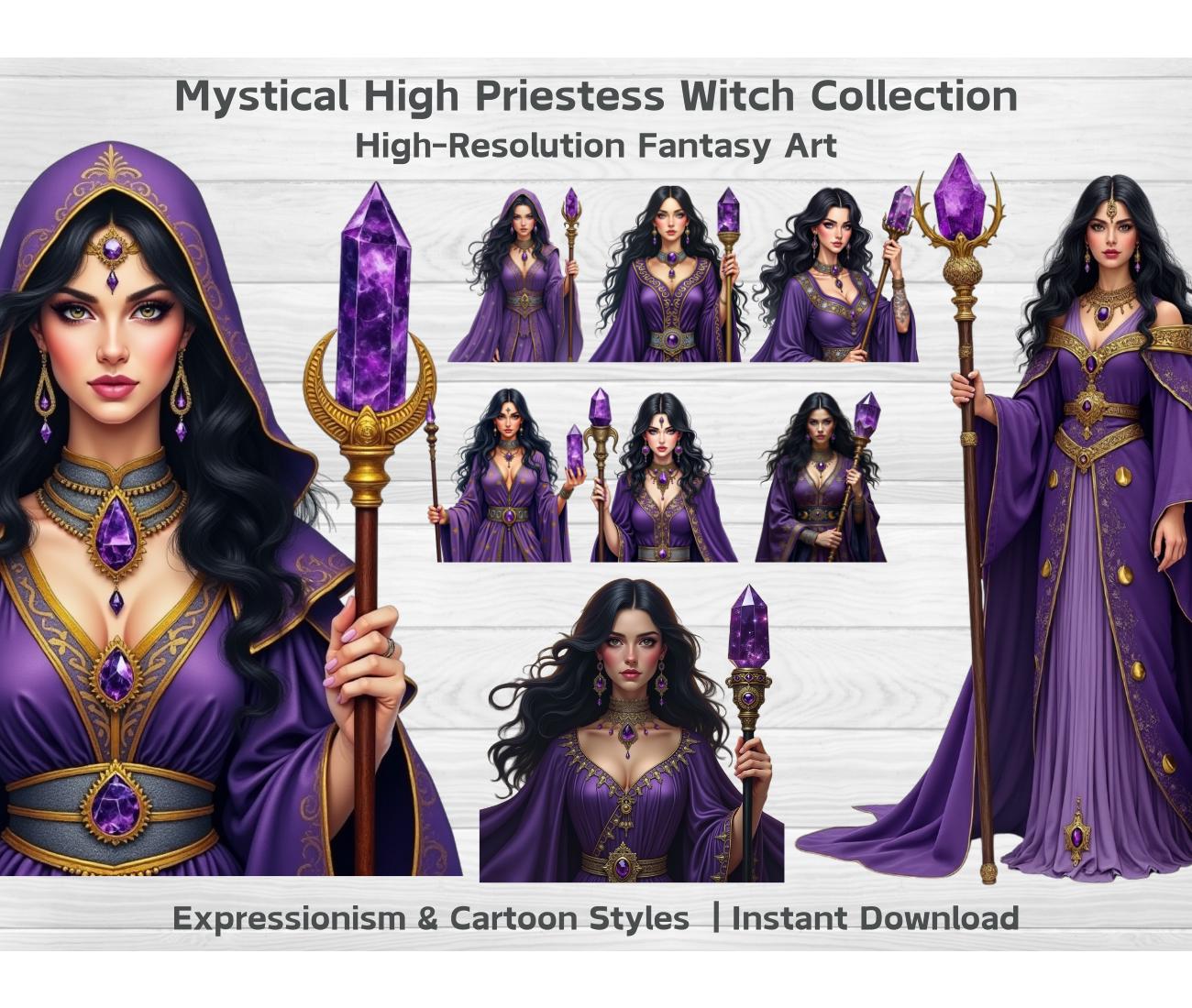 Mystical High Priestess Witch Collection High-resolution Fantasy Art - Etsy