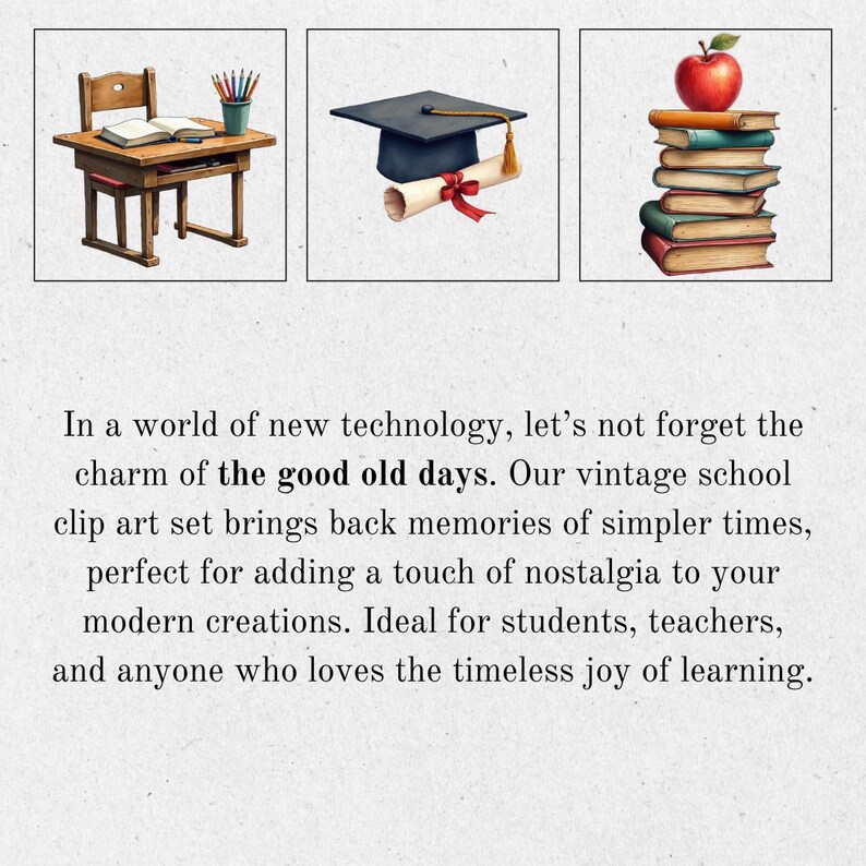 Vintage School Clip Art Collection Back to School High-resolution Pngs ...